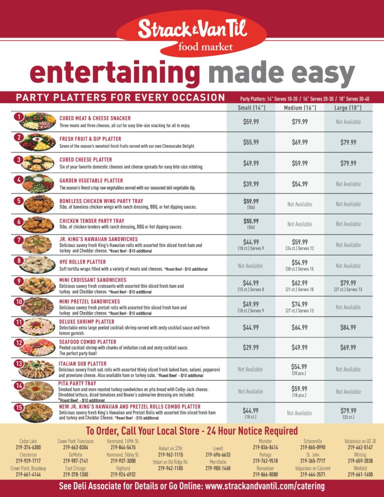 Catering Menu - Strack & Van Til Food Market